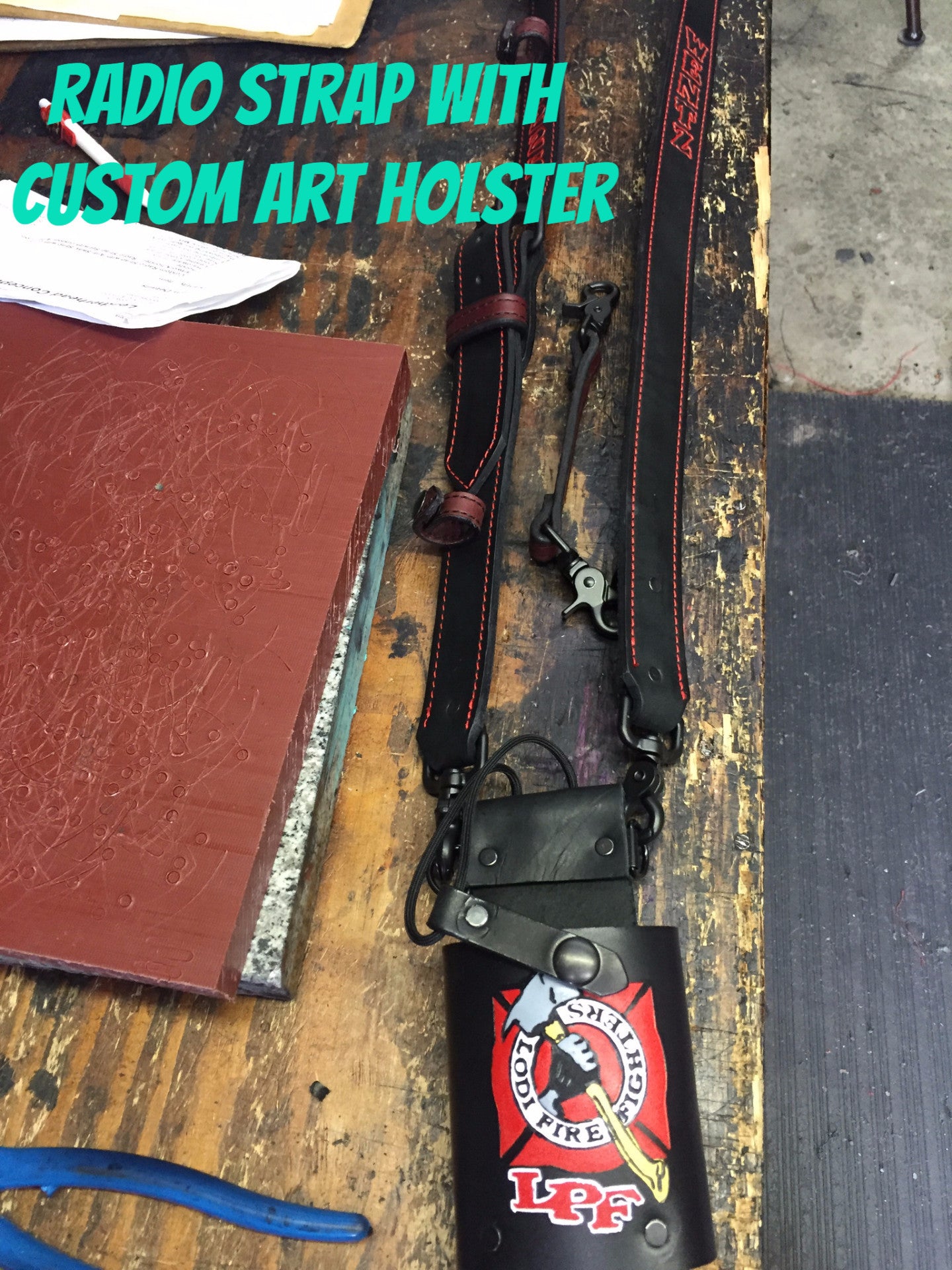 Custom Radio Strap with Anti-Sway Strap - Leatherhead Concepts